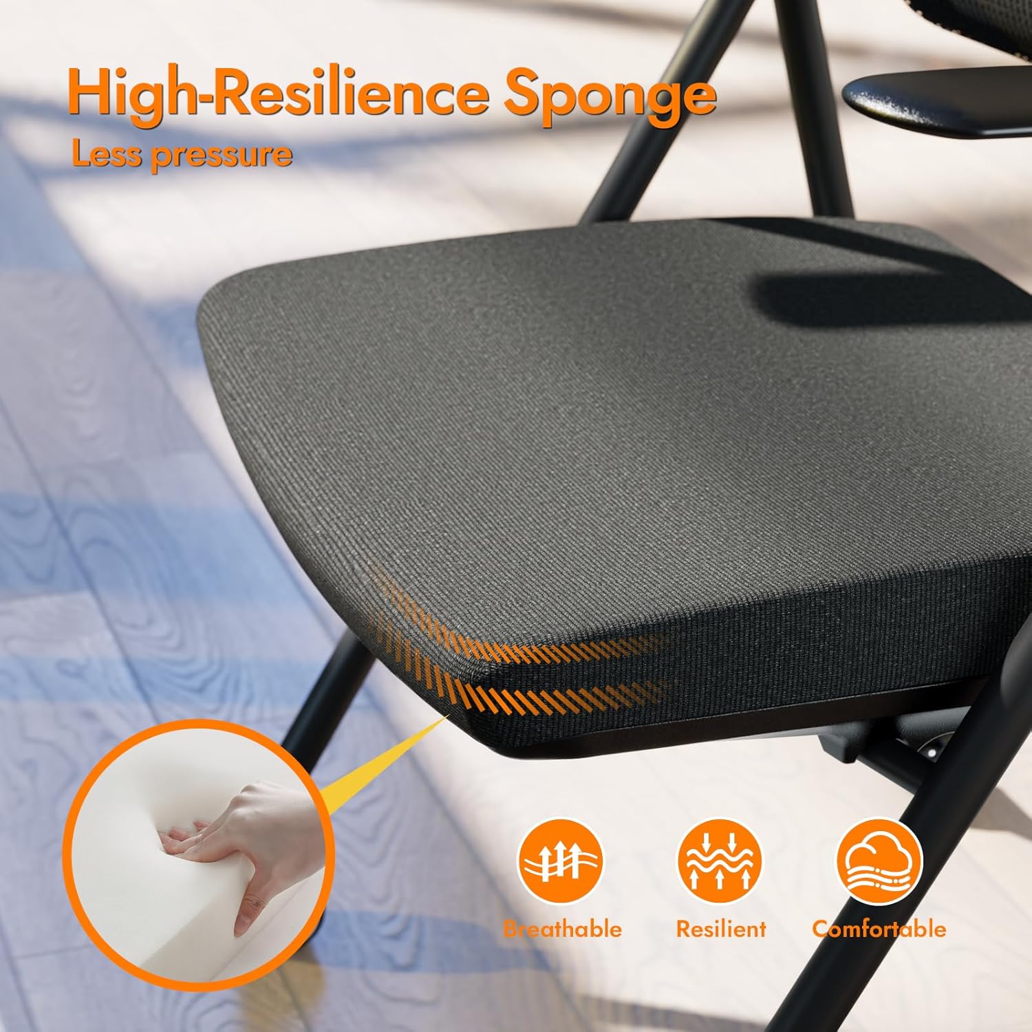Stackable & Foldable Office Chair Set of 2 Folding Desk Chair with Flip ...