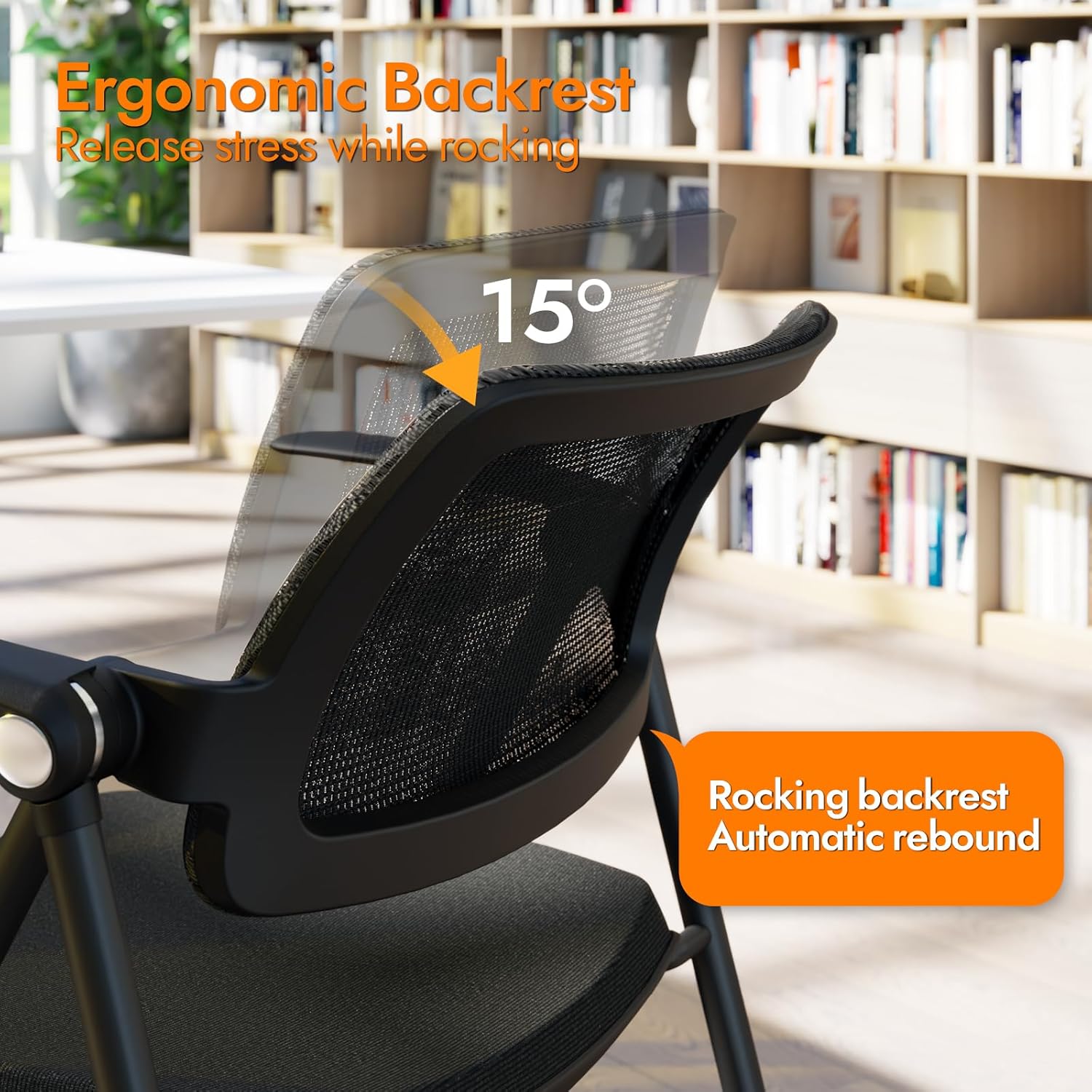 Stackable & Foldable Office Chair Set of 2 Folding Desk Chair with Flip ...
