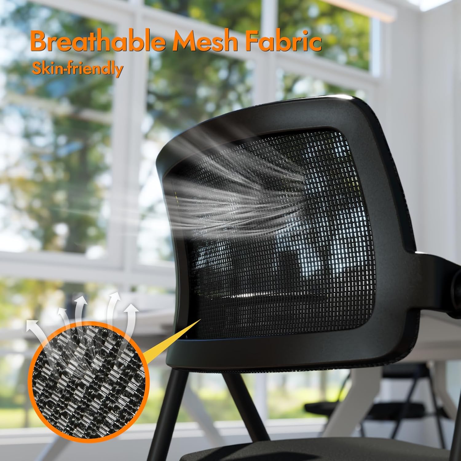 Stackable & Foldable Office Chair Set of 2 Folding Desk Chair with Flip ...